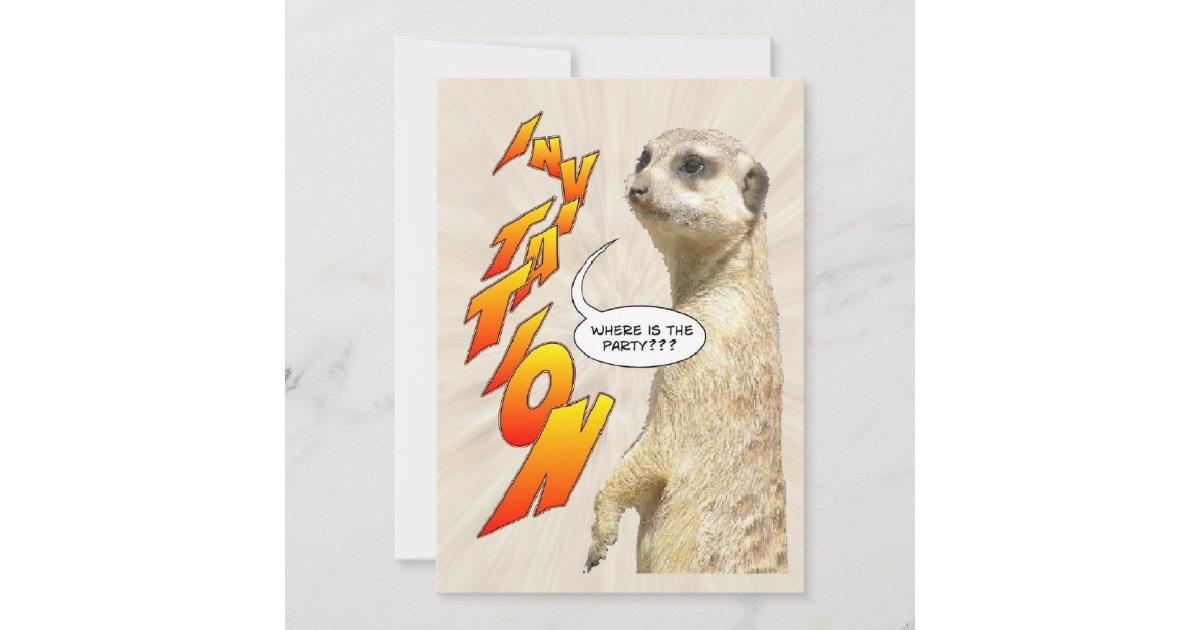 Cute Meerkat Furry Party Invitation Card | Zazzle