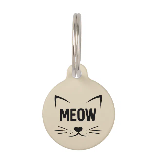 Cute Meow Personalized Cat Tag | Zazzle