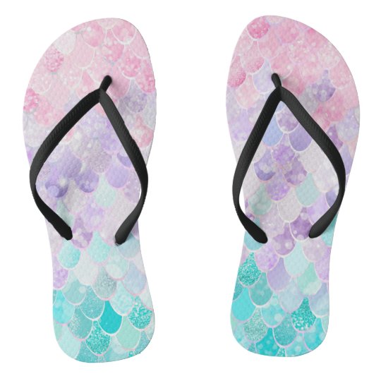 Cute Mermaid Beach Flip Flops, Pink, Purple, Teal Flip Flops | Zazzle.com