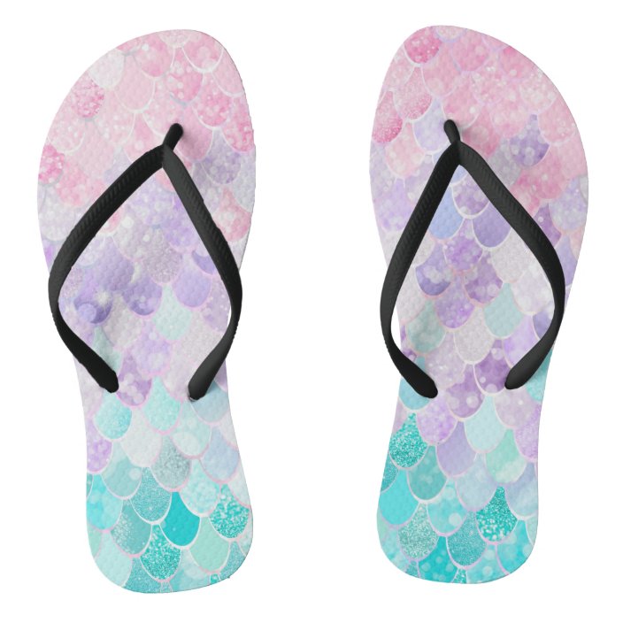 Cute Mermaid Beach Flip Flops, Pink, Purple, Teal Flip Flops | Zazzle.com