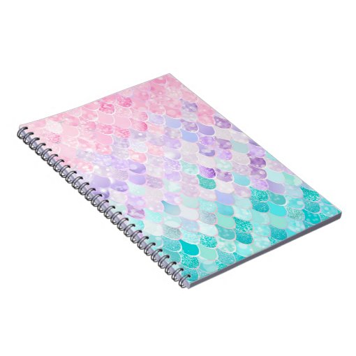 Cute Mermaid Pastel Iridescent, Pink, Purple, Teal Notebook | Zazzle