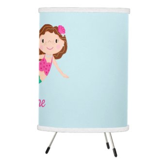 Cute Mermaid Personalized Blue Tripod Lamp | Zazzle