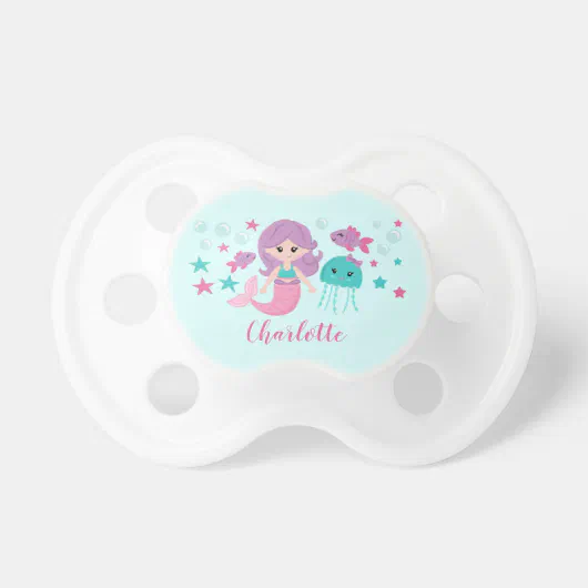 Cute Mermaid Personalized Girl Pacifier | Zazzle