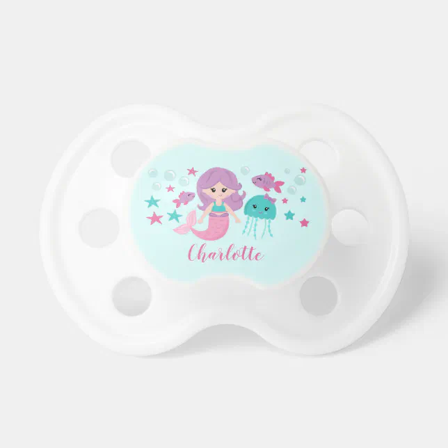 Cute Mermaid Personalized Girl Pacifier | Zazzle