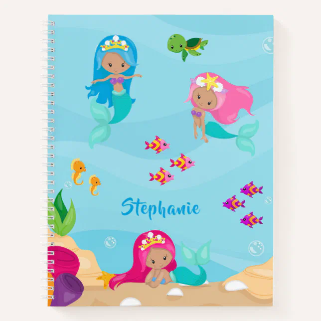 Cute Mermaid Personalized Girly Under the Sea Notebook | Zazzle
