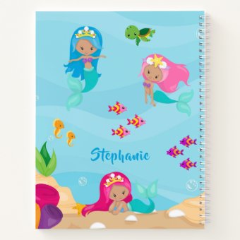Cute Mermaid Personalized Girly Under the Sea Notebook | Zazzle
