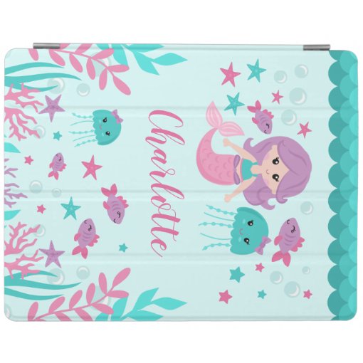 Cute Mermaid Personalized Kids iPad Smart Cover | Zazzle