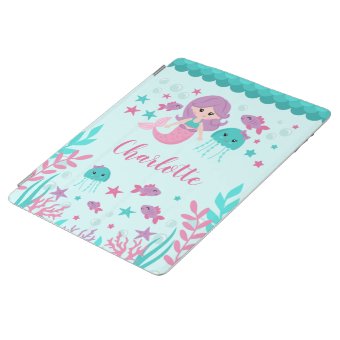Cute Mermaid Personalized Kids iPad Smart Cover | Zazzle