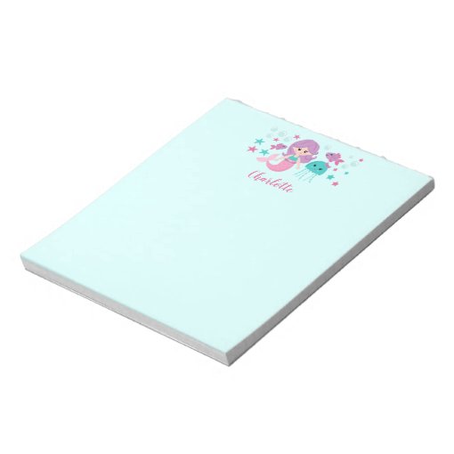 Cute Mermaid Personalized Kids Notepad | Zazzle