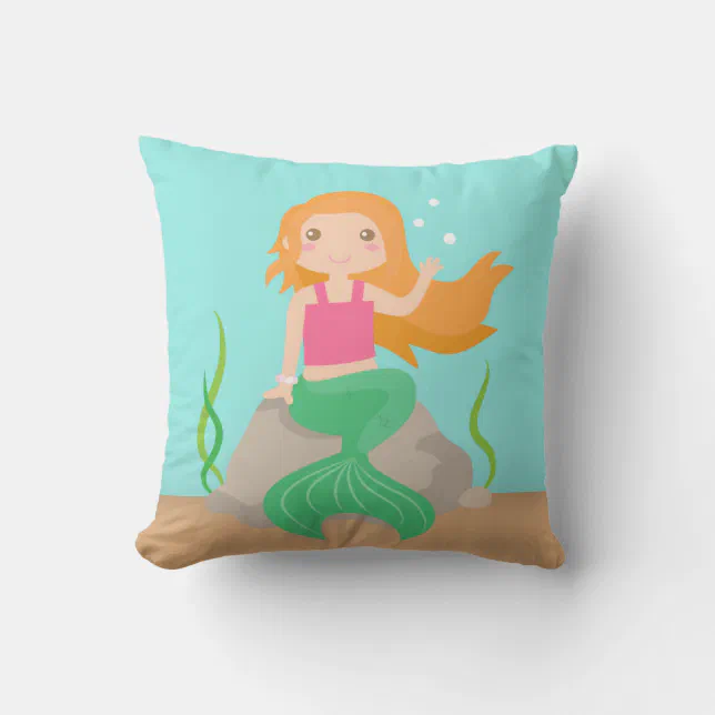 Cute Mermaid under the sea, for Girls Throw Pillow | Zazzle
