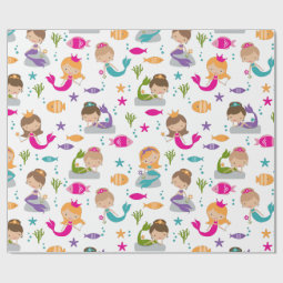 Cute Mermaids and Fish Under the Sea Wrapping Paper | Zazzle