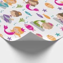 Cute Mermaids and Fish Under the Sea Wrapping Paper | Zazzle
