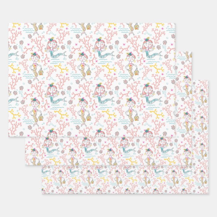 Cute Mermaids Craft Decoupage Scrapbook And Gift Wrapping Paper Sheets ...