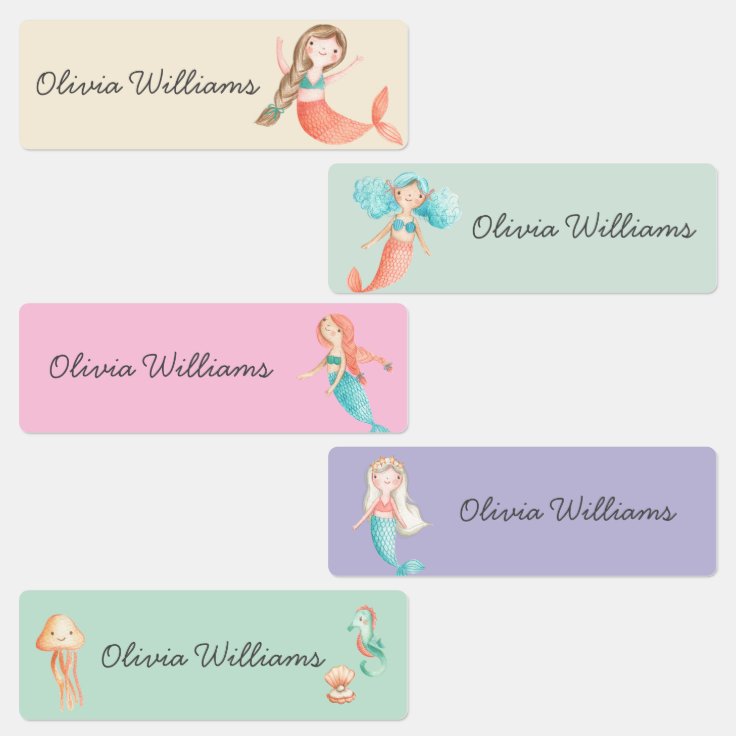 Cute Mermaids Day Care School Name Clothing Labels | Zazzle