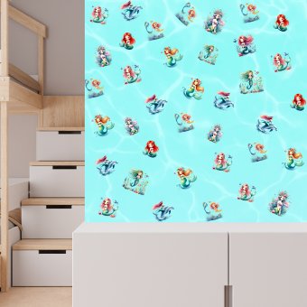 Cute Mermaids Theme Kids Playroom Wallpaper | Zazzle