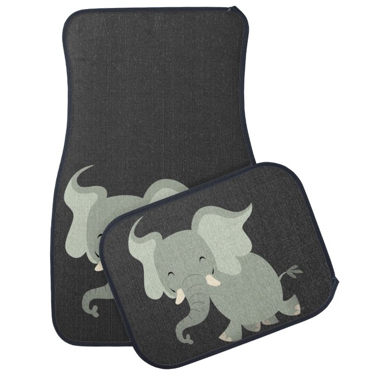 Cute Merry Cartoon Elephant Car Mats | Zazzle