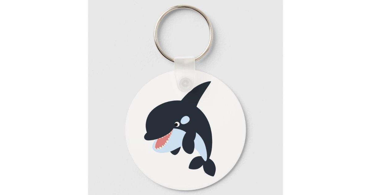 Cute Merry Cartoon Killer Whale Keychain | Zazzle