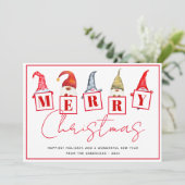 Cute Merry Christmas Gnomes Signs Red Holiday Card | Zazzle