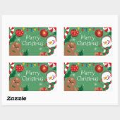 Cute Merry Christmas Rectangular Sticker | Zazzle