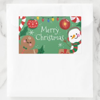 Cute Merry Christmas Rectangular Sticker | Zazzle