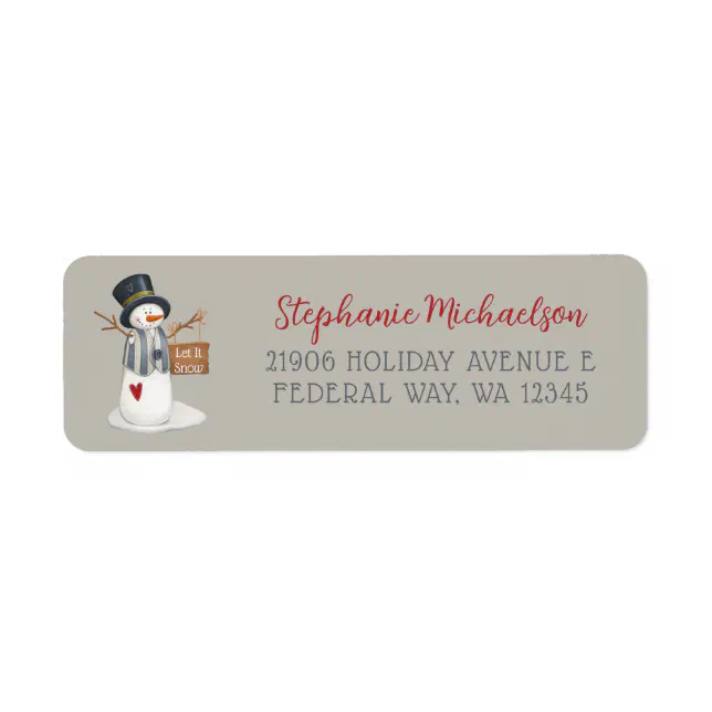 Cute Merry Christmas Snowman Let It Snow Return Label | Zazzle