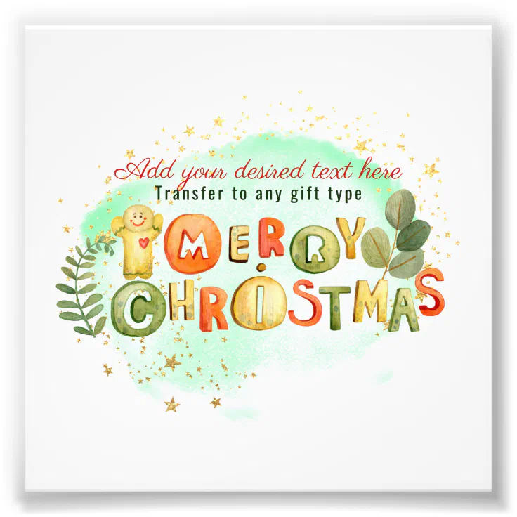 Cute Merry Christmas Typography For Cards and Gift Photo Print | Zazzle