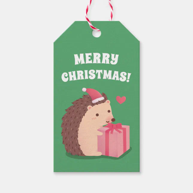 Cute Messy Hedgehog Christmas Gift Tags | Zazzle