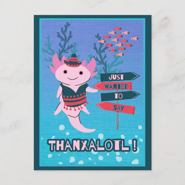 Cute Mexican Axolotl Thank You Card | Zazzle