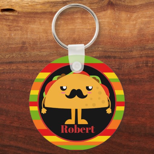 Cute Mexican taco add name Keychain | Zazzle
