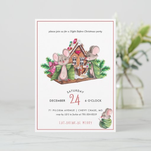 Cute Mice | Christmas Holiday Party Invitation | Zazzle