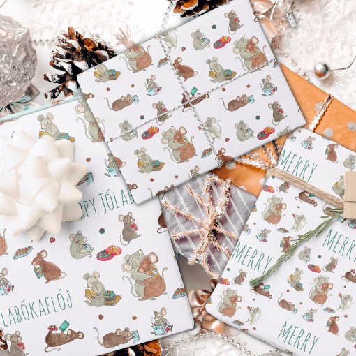 Cute Mice Reading Books Jolabokaflod Wrapping Paper Sheets | Zazzle