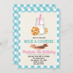 Cute milk and cookies party invitation | Zazzle