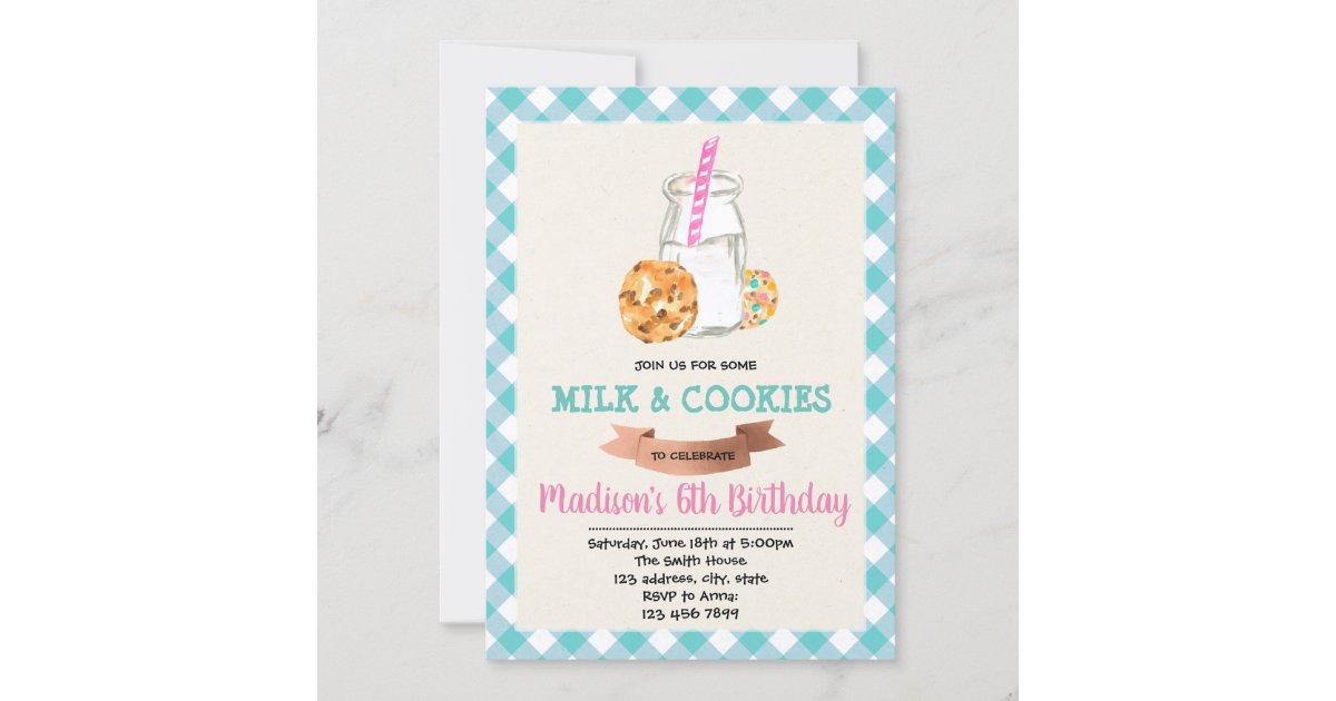 Cute milk and cookies party invitation | Zazzle