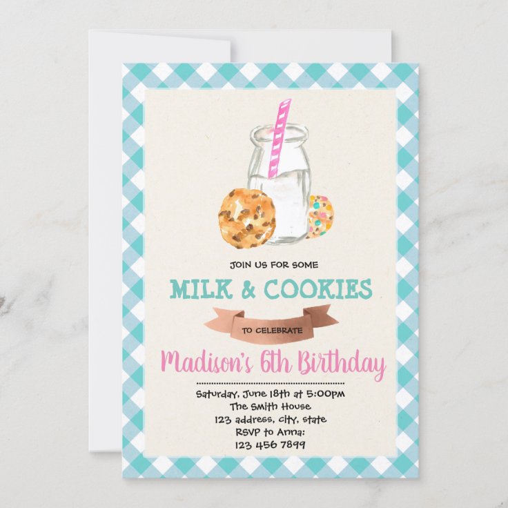 Cute milk and cookies party invitation | Zazzle