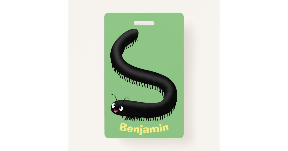 Cute millipede cartoon illustration badge | Zazzle