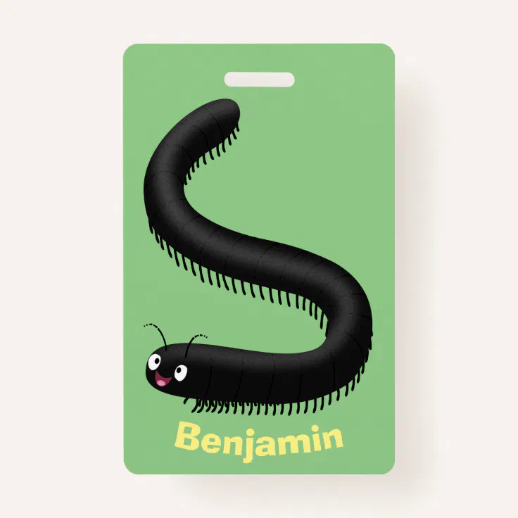 Cute millipede cartoon illustration badge | Zazzle