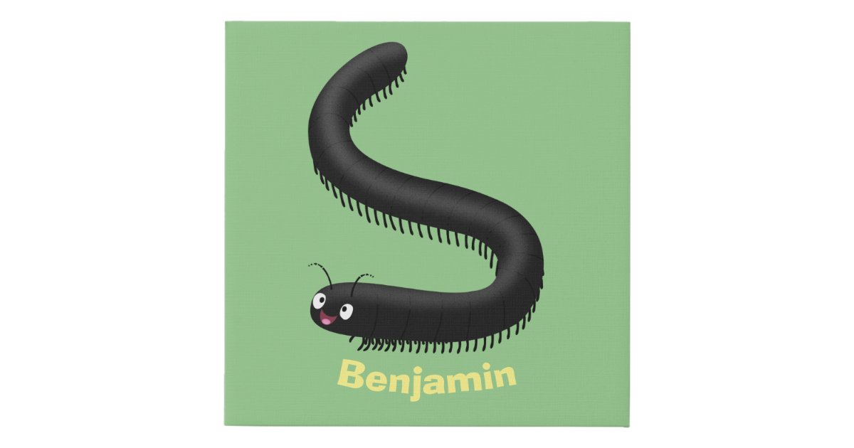 Cute millipede cartoon illustration faux canvas print | Zazzle