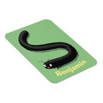 Cute millipede cartoon illustration magnet | Zazzle