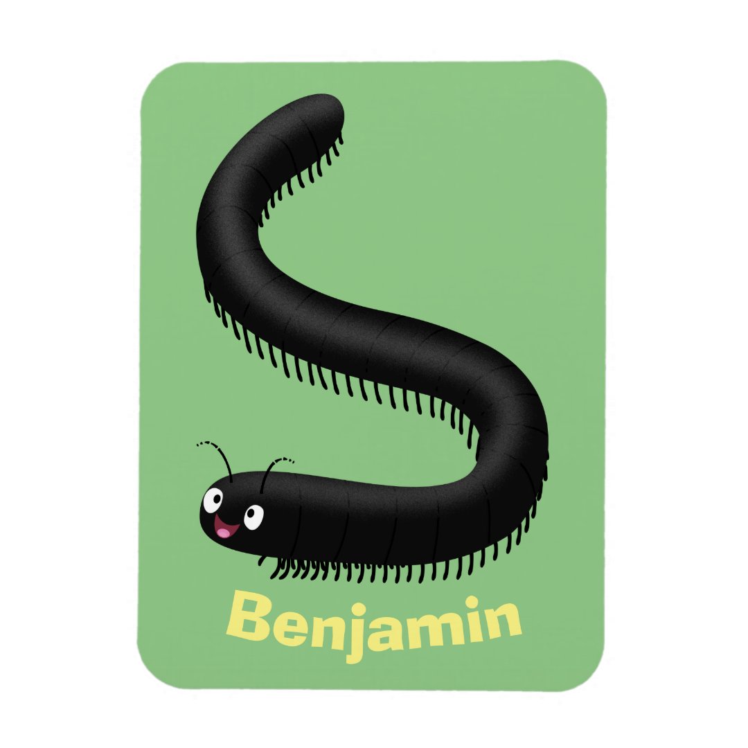 Cute millipede cartoon illustration magnet | Zazzle