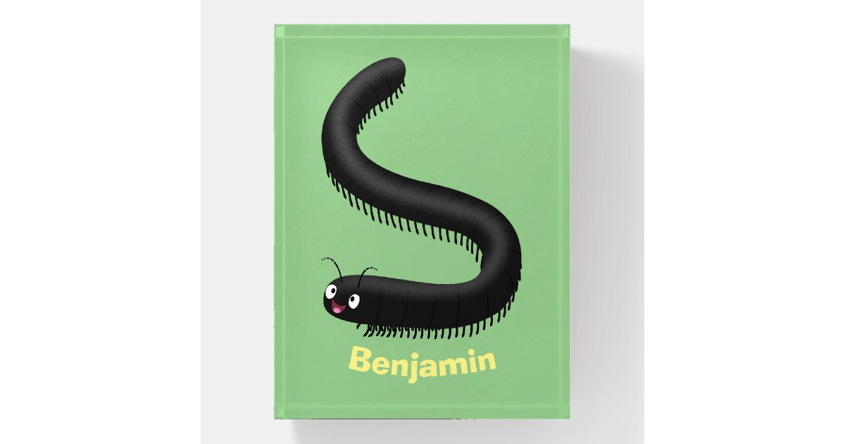 Cute millipede cartoon illustration paperweight | Zazzle