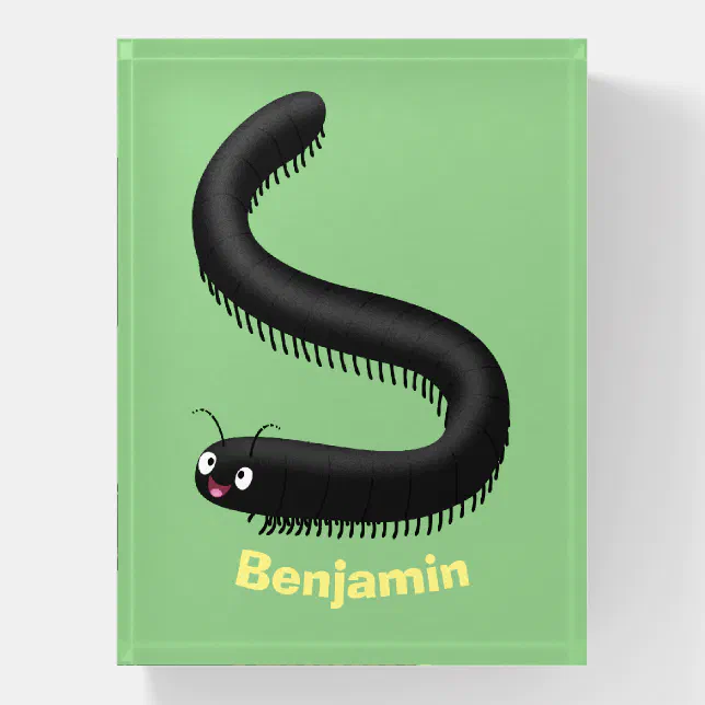 Cute millipede cartoon illustration paperweight | Zazzle
