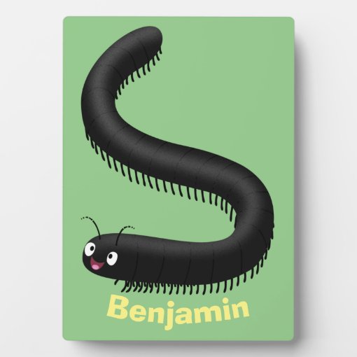 Cute millipede cartoon illustration plaque | Zazzle