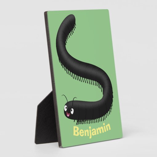 Cute millipede cartoon illustration plaque | Zazzle