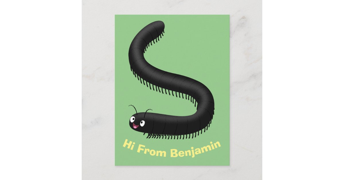 Cute millipede cartoon illustration postcard | Zazzle