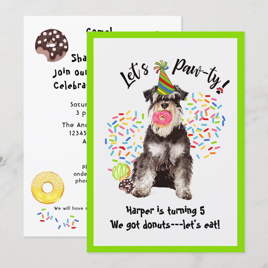 Cute Mineature Schnauzer Birthday Party Invitation | Zazzle