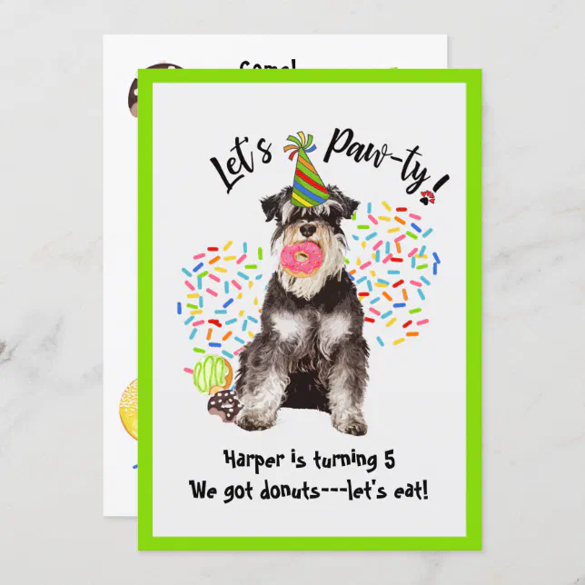 Cute Mineature Schnauzer Birthday Party Invitation | Zazzle