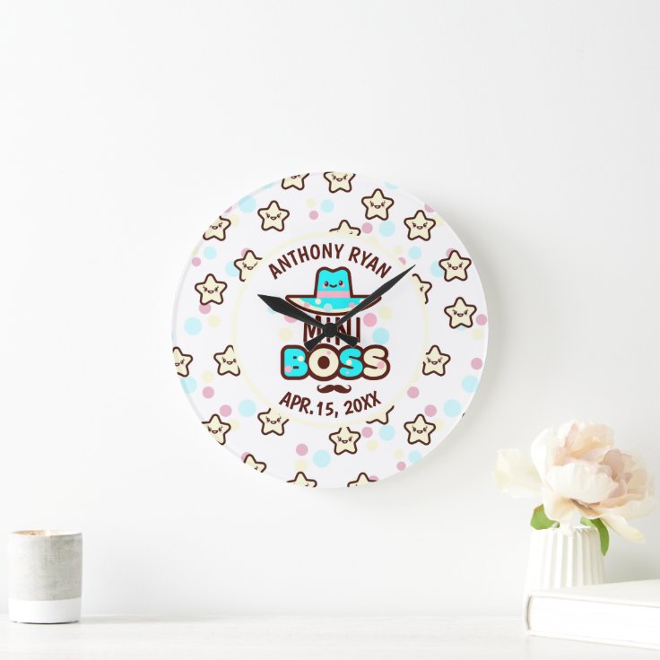 Cute MINI-BOSS Baby Boy Personalized Large Clock | Zazzle