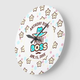 Cute MINI-BOSS Baby Boy Personalized Large Clock | Zazzle