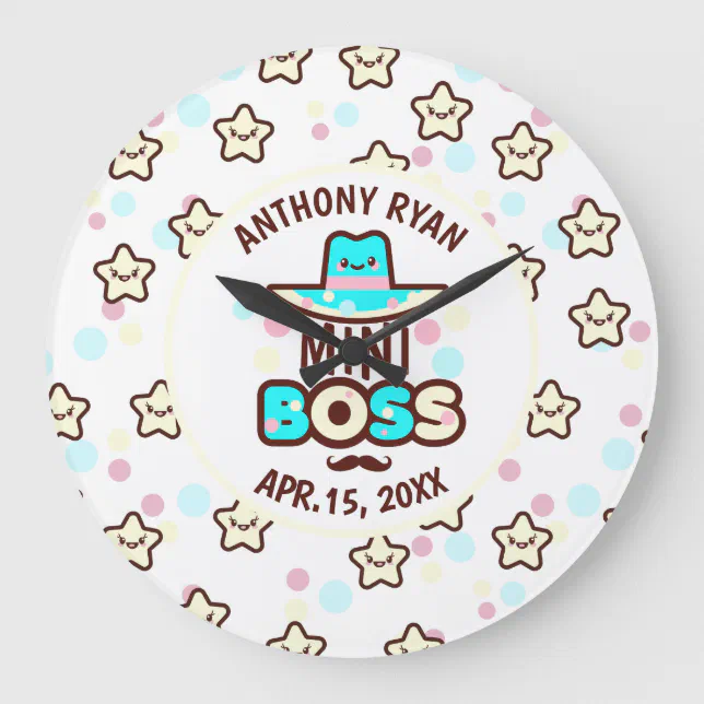 Cute MINI-BOSS Baby Boy Personalized Large Clock | Zazzle