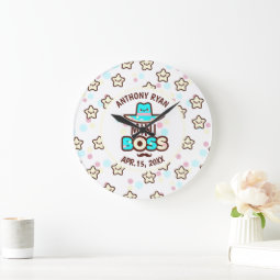 Cute MINI-BOSS Baby Boy Personalized Large Clock | Zazzle